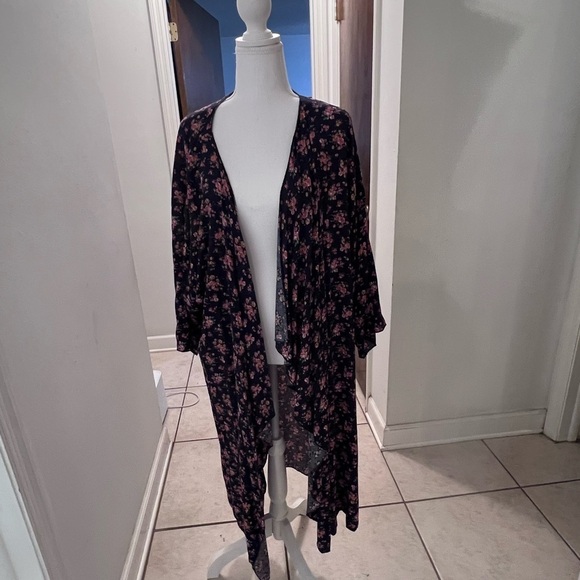 LuLaRoe | Other | Lularoe Shirley Blue Floral Kimono Size Lg | Poshmark